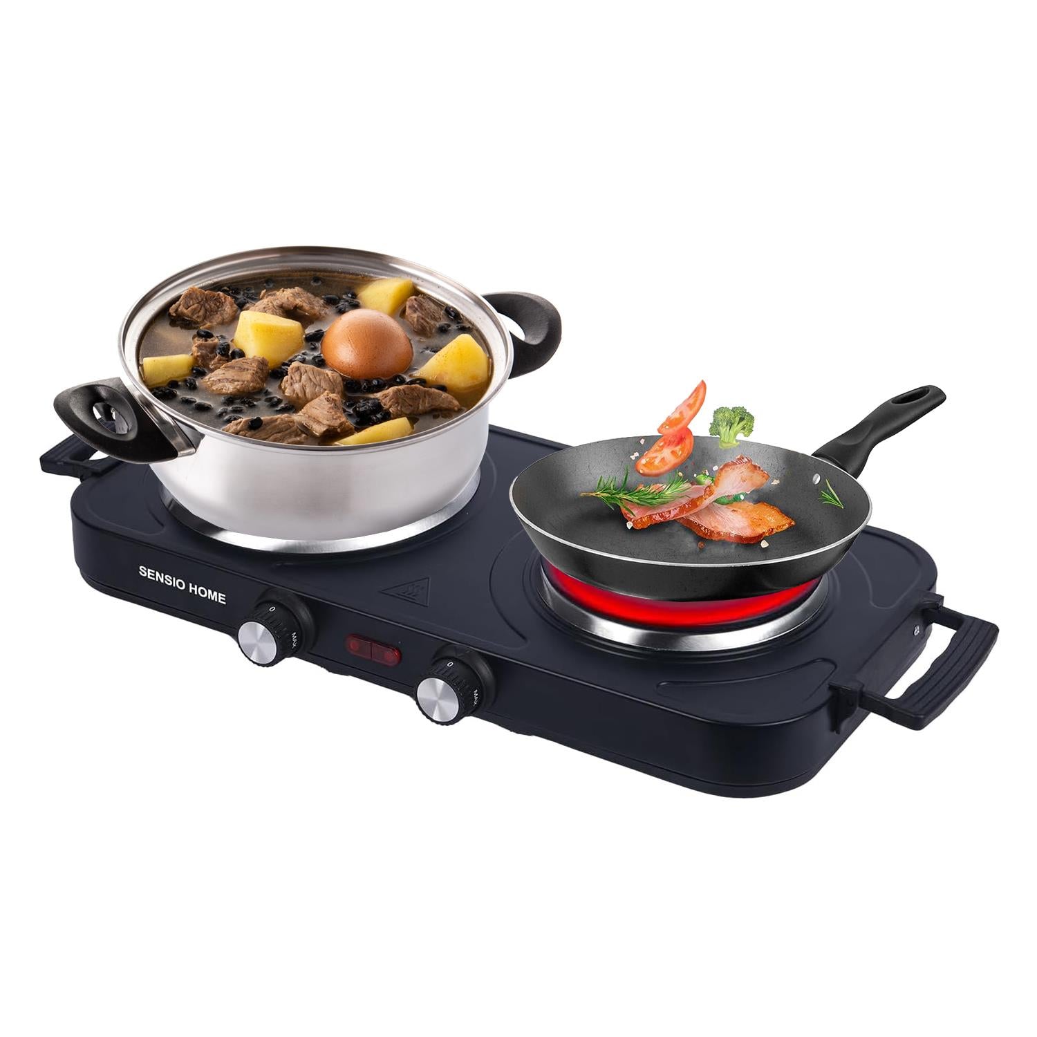 Portable Electric Double Hot Plate Hob Cooktop, 2 Hot Plates (1000W ...